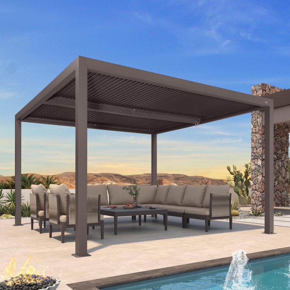 PURPLE LEAF 12 ft. x 12 ft. Bronze Aluminum Frame Patio Hardtop ...