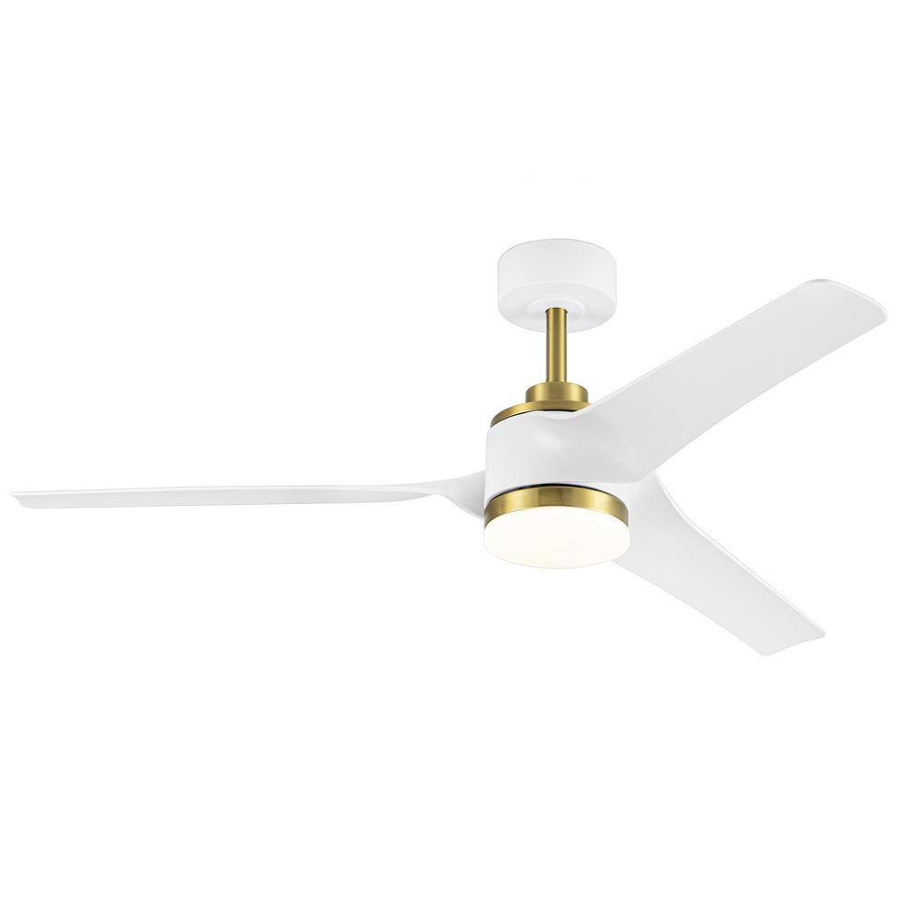 Breezary Clare 52 in. Integrated LED Indoor White-Blade Gold Ceiling ...