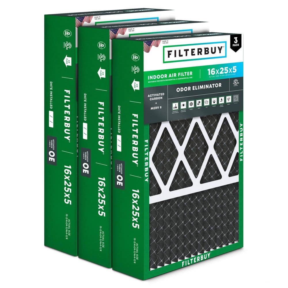 Filterbuy 16 in. x 25 in. x 5 in. MERV 8 (FPR 5) Odor Eliminator ...