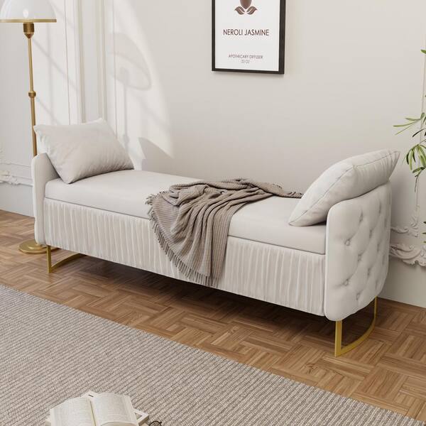 White velvet ottoman store
