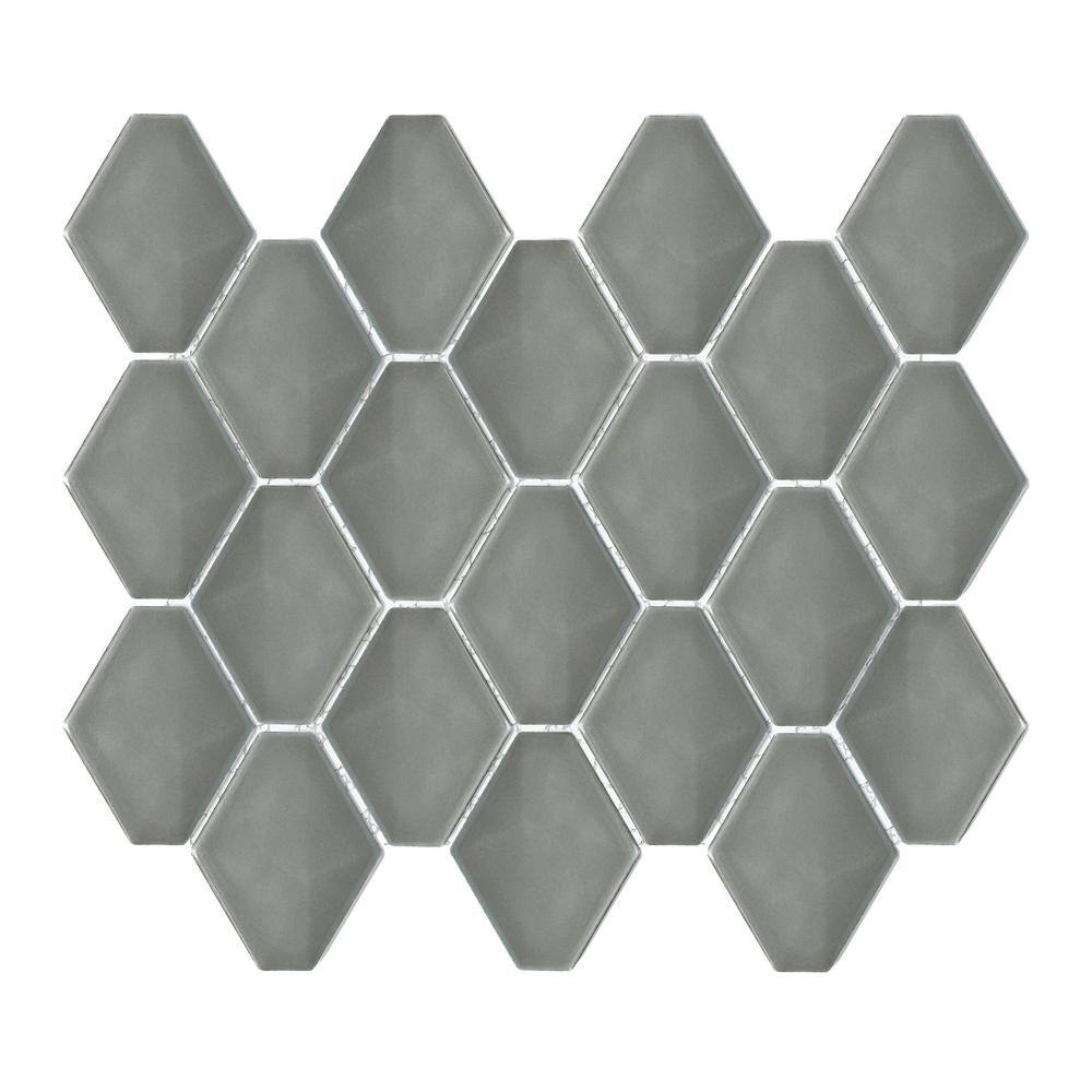 Ivy Hill Tile Medley Diamond Warm Gray 10.39 in. x 12.55 in. Glossy ...