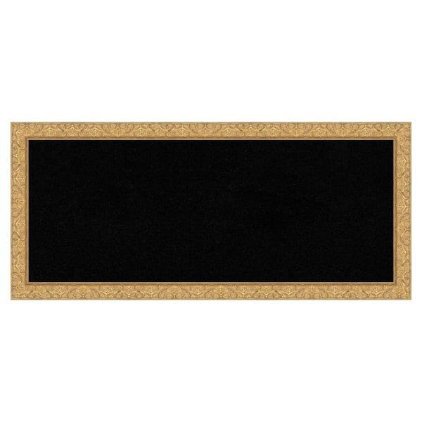 Amanti Art Lila Gold 32 in. x 14 in. Wood Framed Black Cork Memo Board ...
