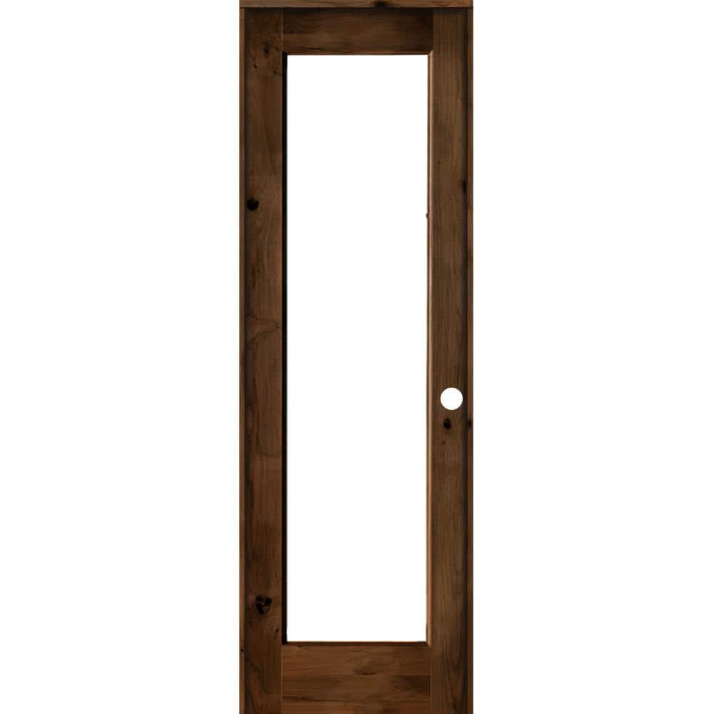 Krosswood Doors 30 in. x 96 in. Rustic Knotty Alder Left-Hand Full-Lite ...