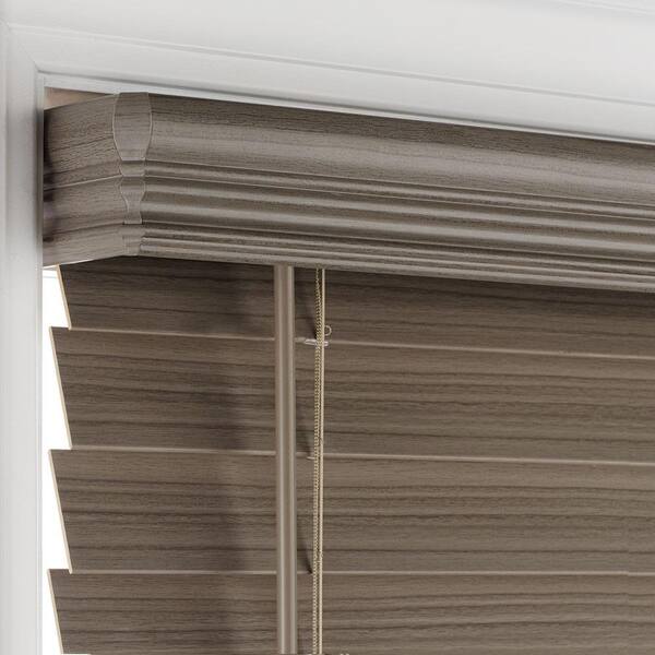 Home Decorators Collection Driftwood Gray Cordless Premium Faux Wood blinds with 2.5 in Slats 46.5 in W x 72 in L Actual Size 46 in W x 72 in L