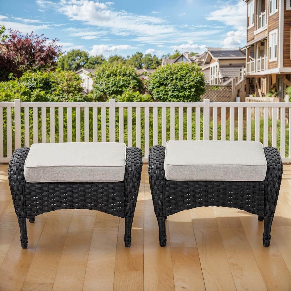 Reviews for Pocassy Flat Armrest Series Black Wicker Outdoor Patio ...