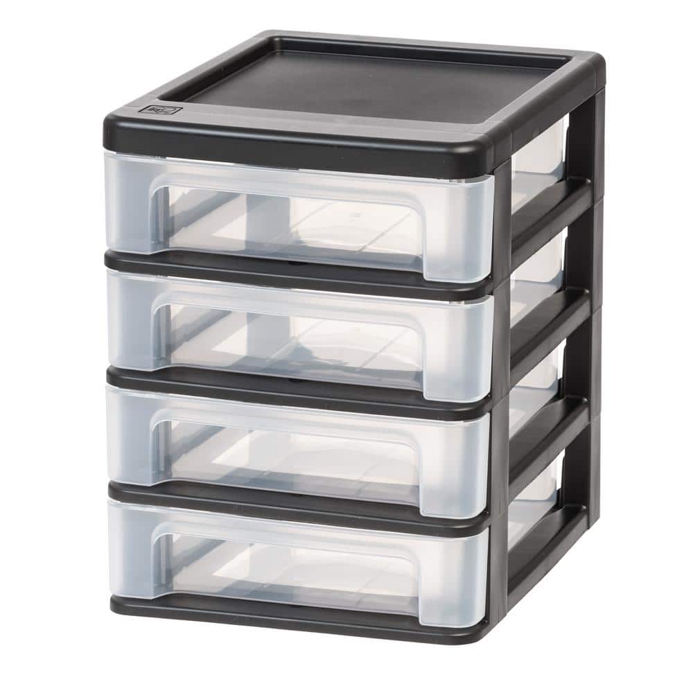 IRIS 4 Drawer Compact Desktop System in Black, Storage Tote 586015 ...