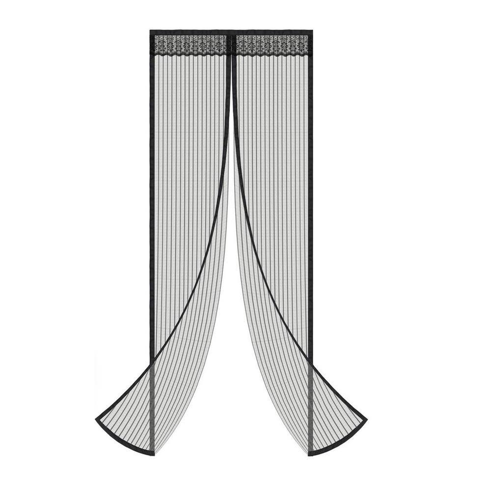 Shatex 47 in. x 83 in. Black Plastic Magnetic Screen Door Bi-Parting ...