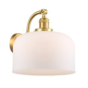 Innovations Bell 1-Light Matte White, Brushed Brass Wall Sconce with ...
