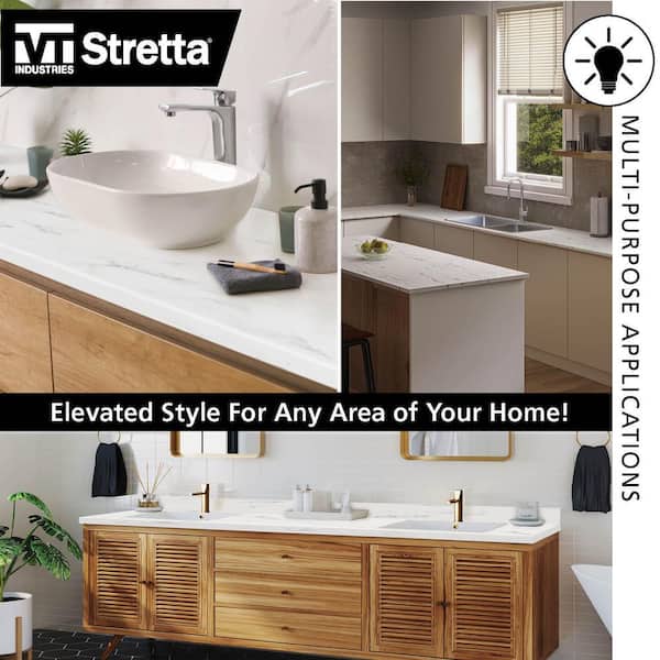 STRETTA 6 ft. White Laminate Countertop Kit with Full-Thickness Square ...