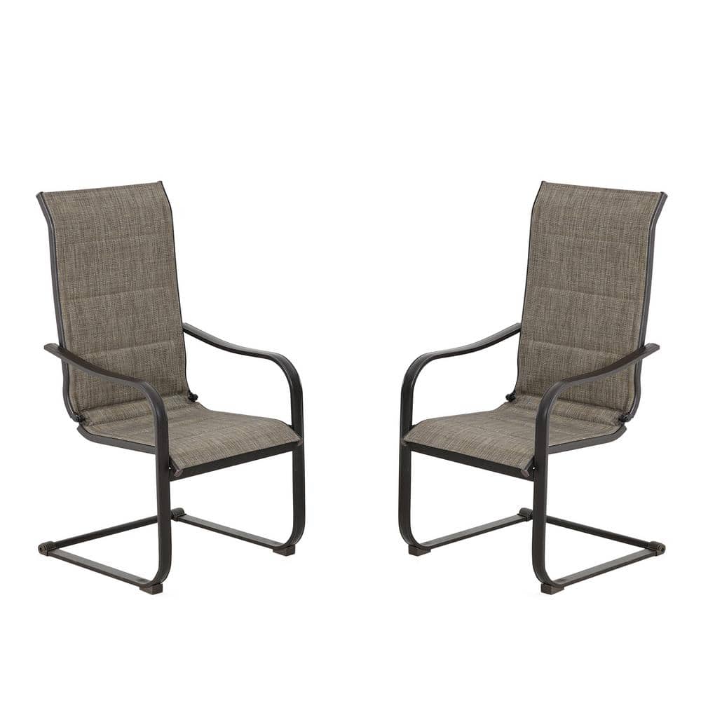 Aoodor Brown C-Spring Motion Patio High Back Dining Chairs in ...