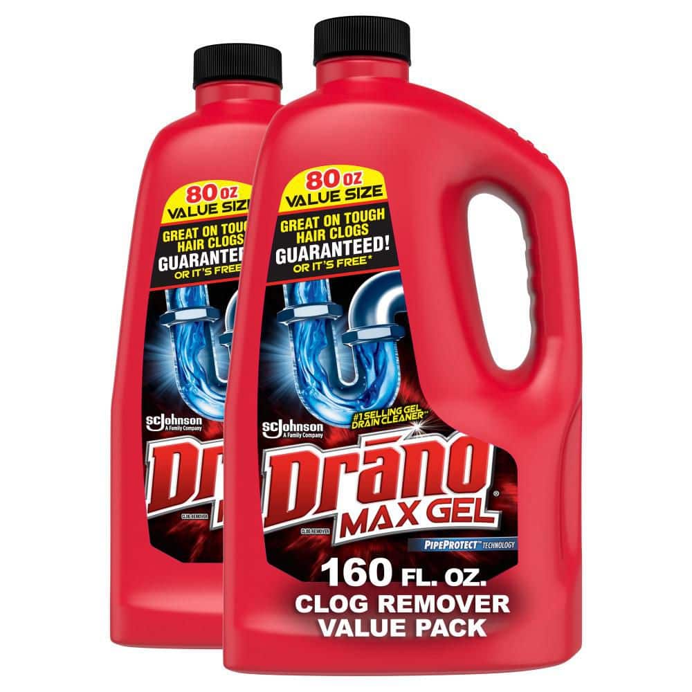 Drano 160 oz. Max Gel Drain Clog Remover and Cleaner (Twin Pack) (2 ...