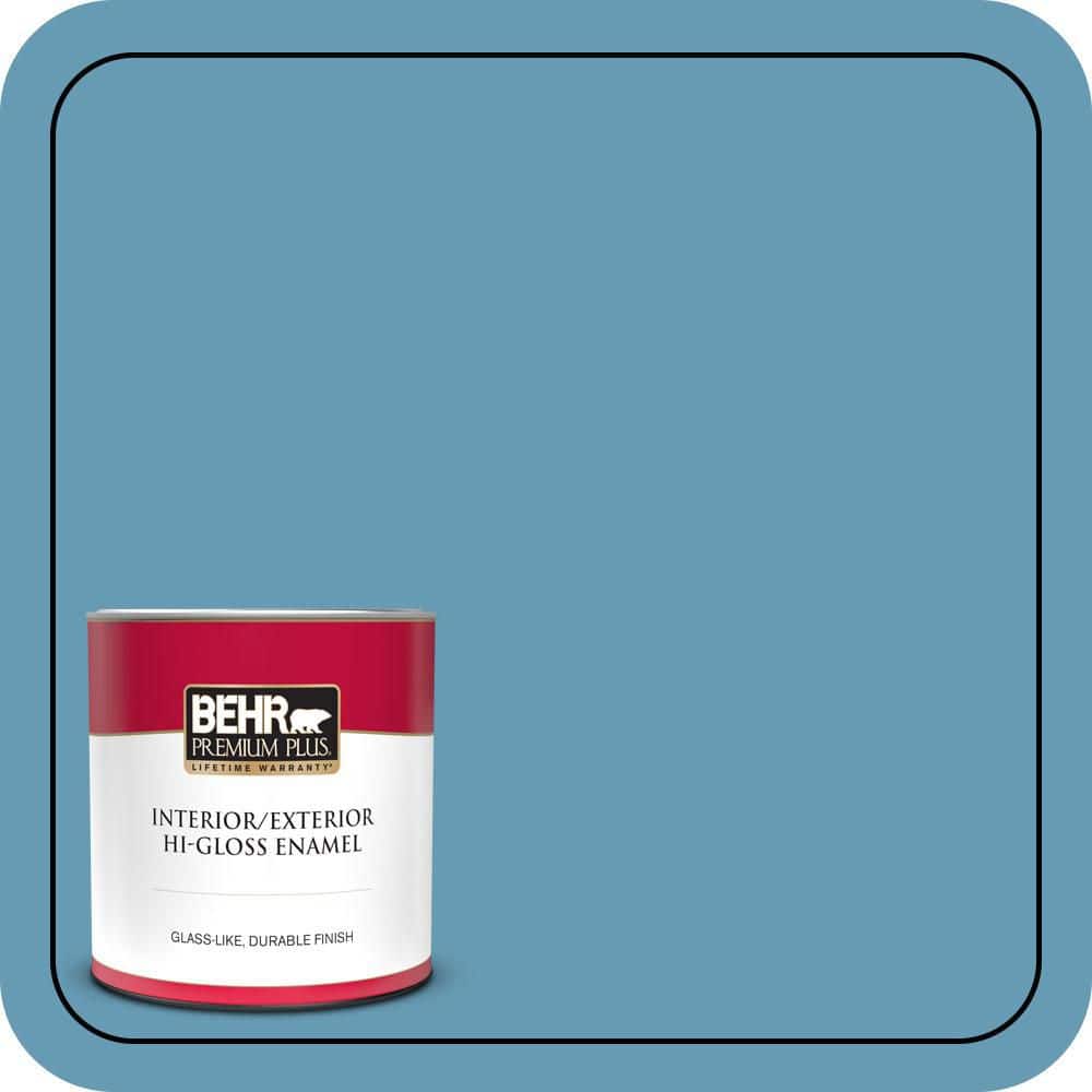 BEHR PREMIUM PLUS 1 qt. #S490-4 Yacht Blue Hi-Gloss Enamel Interior ...
