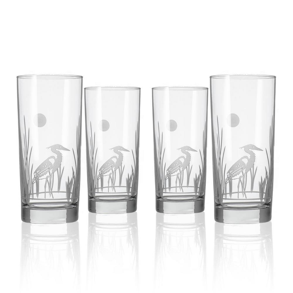 Rolf Glass Heron 15 oz. Cooler Highball Drinking Glasses - Set of 4 ...