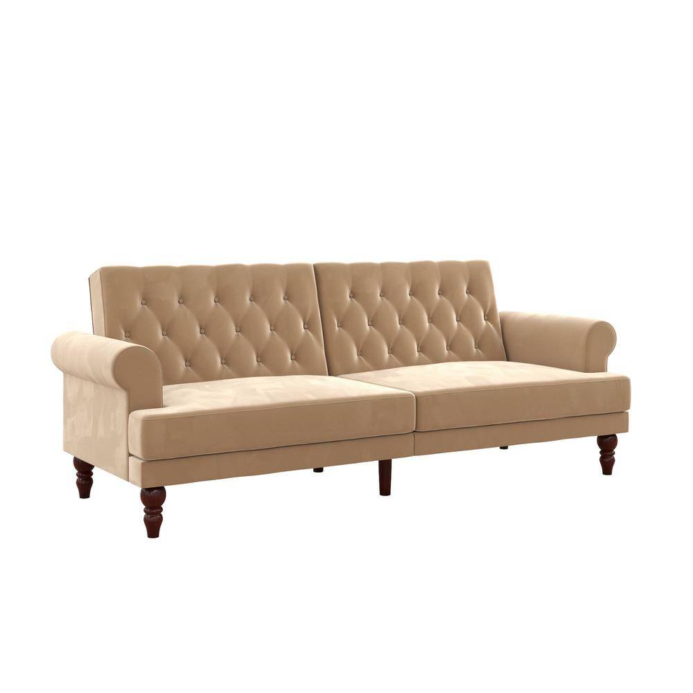 Novogratz Cassidy Ivory Velvet Upholstered Futon 2342379N
