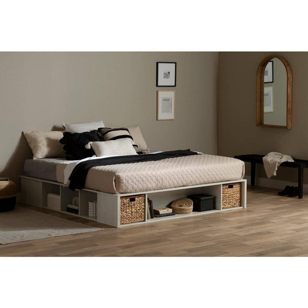 South Shore Avilla White Particle Board Frame King Size Platform Bed ...