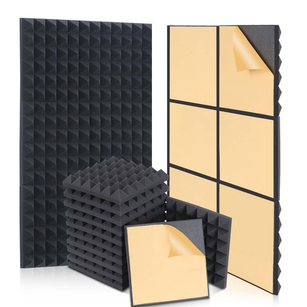 Laybus 24 Pack12in. x 12 in. x 2 in. Self-Adhesive Pyramid Panels ...