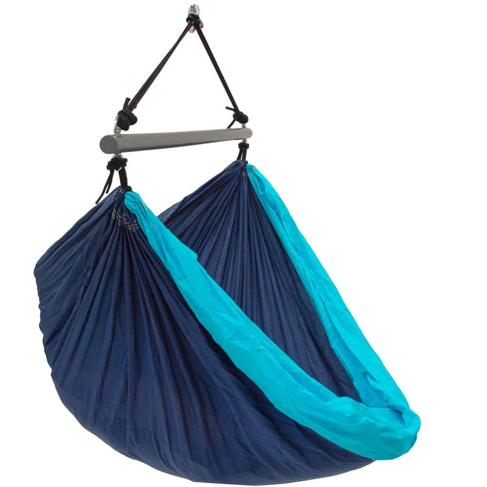 Vivere Parachute 4 ft. Portable Chair Hammock in Navy and Turquoise ...