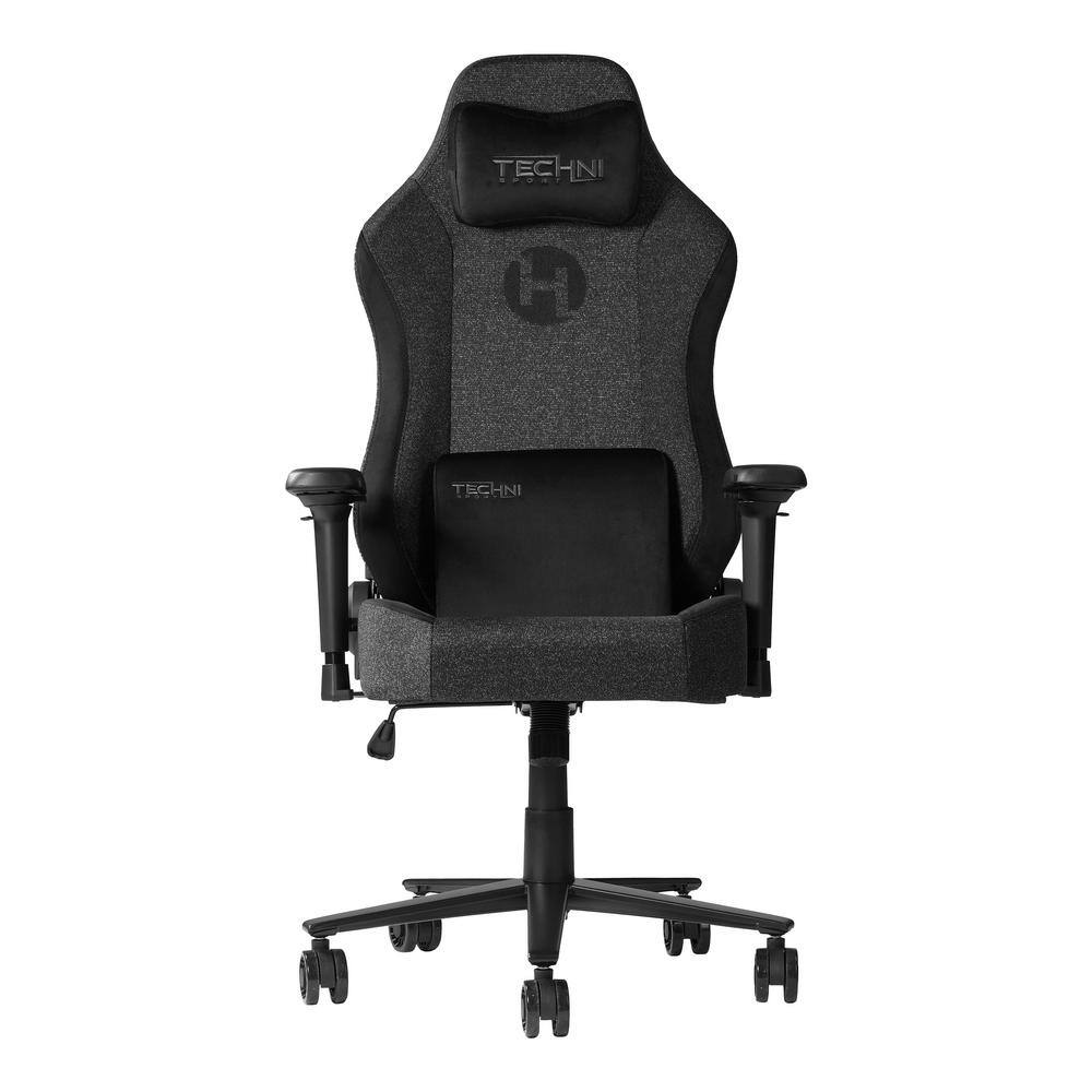 Techni Sport Fabric Reclining Gaming Chair in Black with Adjustable ...