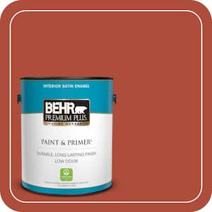 BEHR PREMIUM PLUS 8 oz. #MQ4-35 Torch Red Flat Interior/Exterior Paint ...
