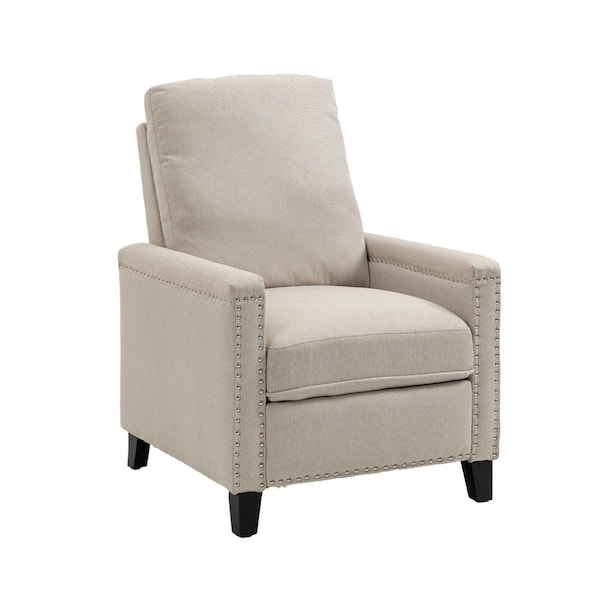 HOMEFUN Modern Beige Velvet Comfortable Upholstered Wingback Recliner ...