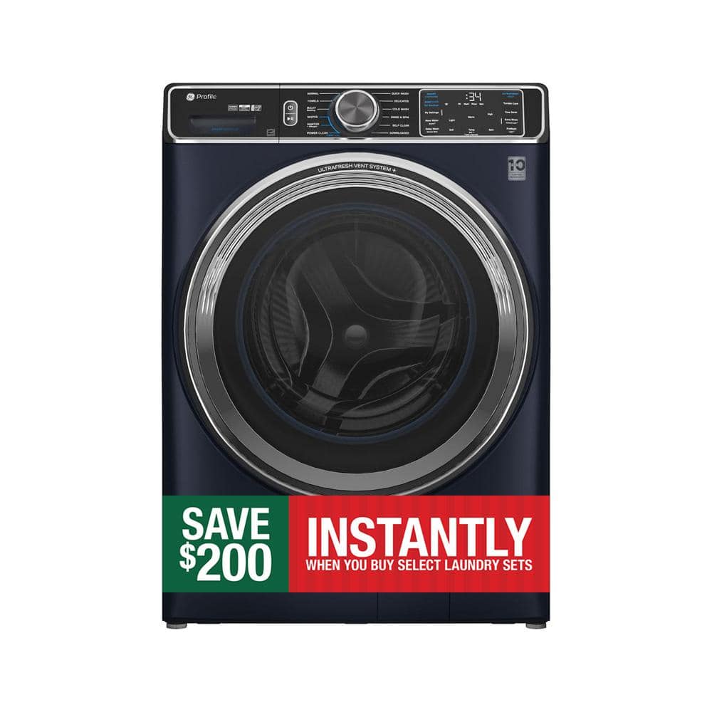 GE Profile 5.3 cu. ft. Smart Front Load Washer in Sapphire Blue w ...