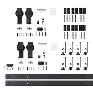 HOMACER 6 ft. /72 in. Brushed Nickel Double Bi-Fold Sliding Barn Door ...