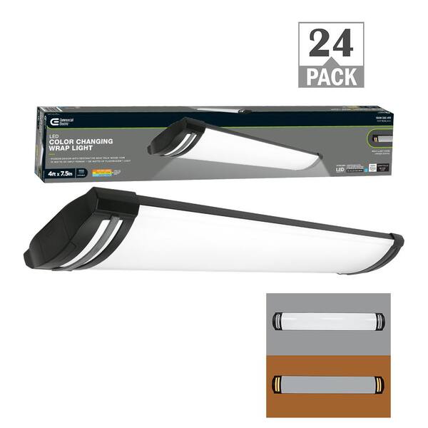 Commercial Electric 4 ft. 5250 Lumens Integrated LED Matte Black ...