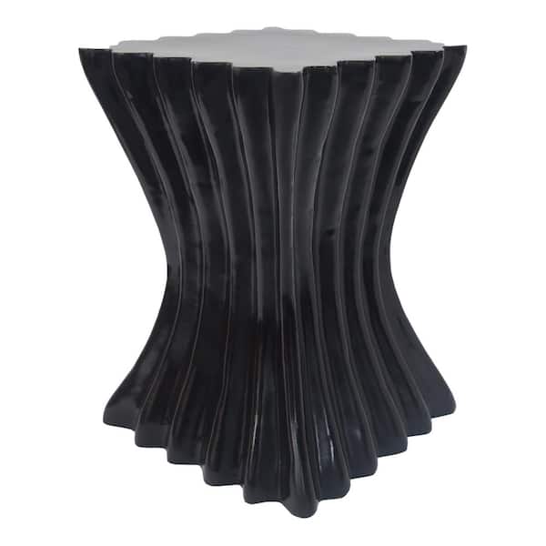 Black Composite Lightweight Outdoor Side Table with Unique Undulating ...