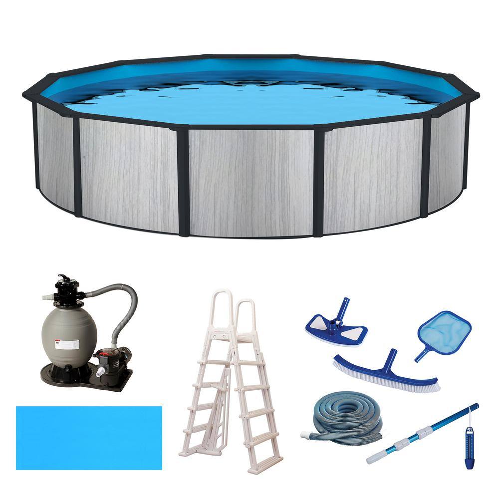 Blue Wave Savannah 30 ft. Round 52 in. Deep Steel Wall Pool Package ...
