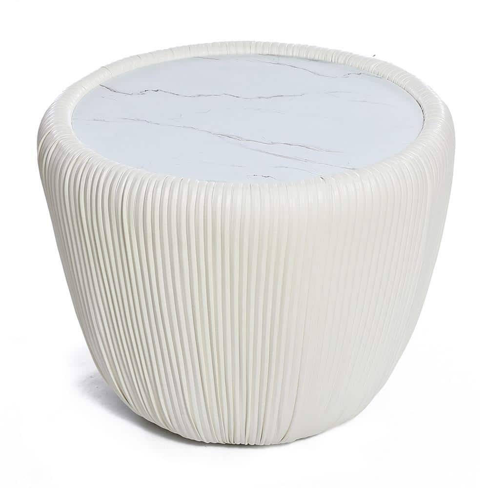 LuxenHome 15.8 in. H White Round Side Table WHIF1816-WH - The Home Depot