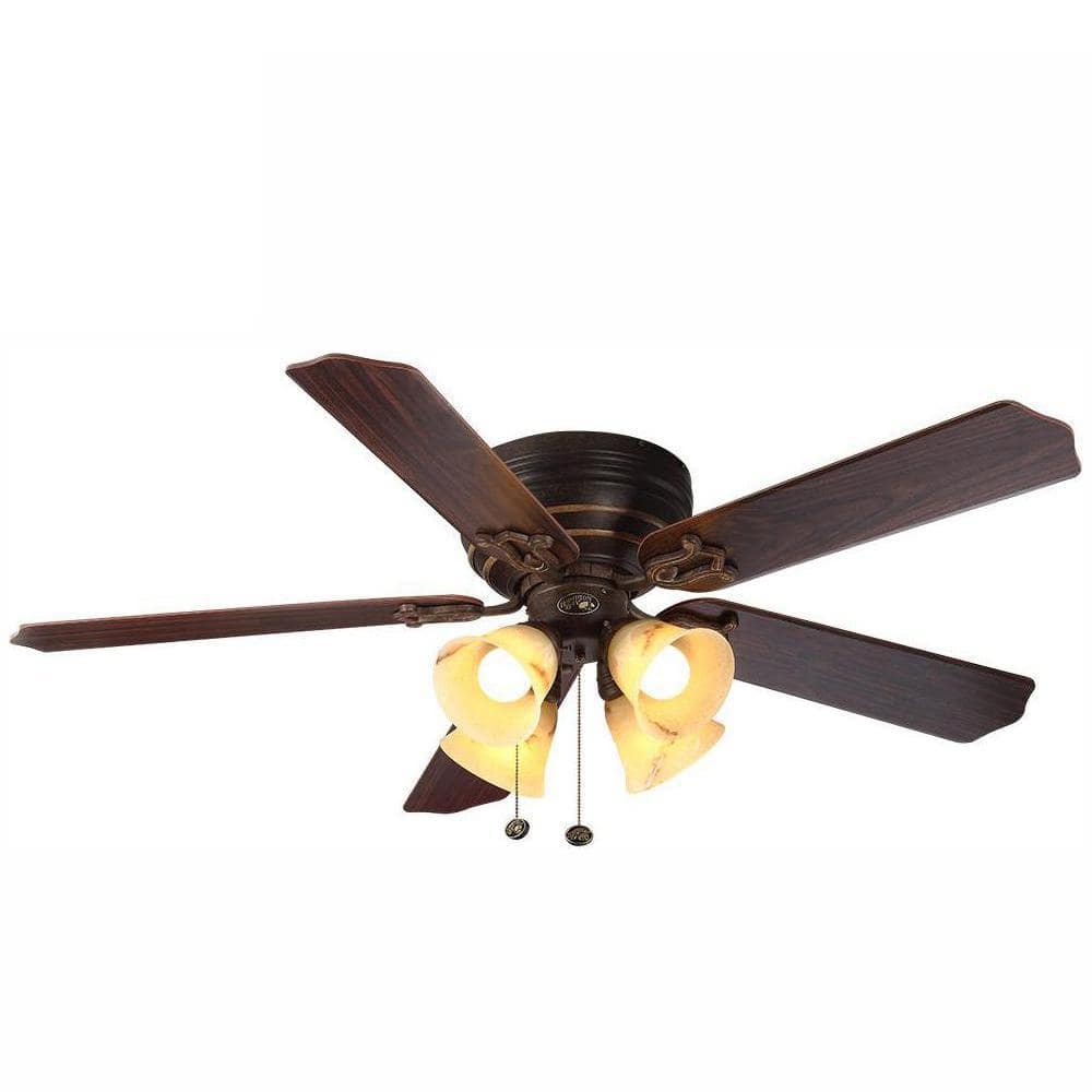 Hampton Bay Carriage House 52 in. Indoor LED Iron Ceiling Fan with ...