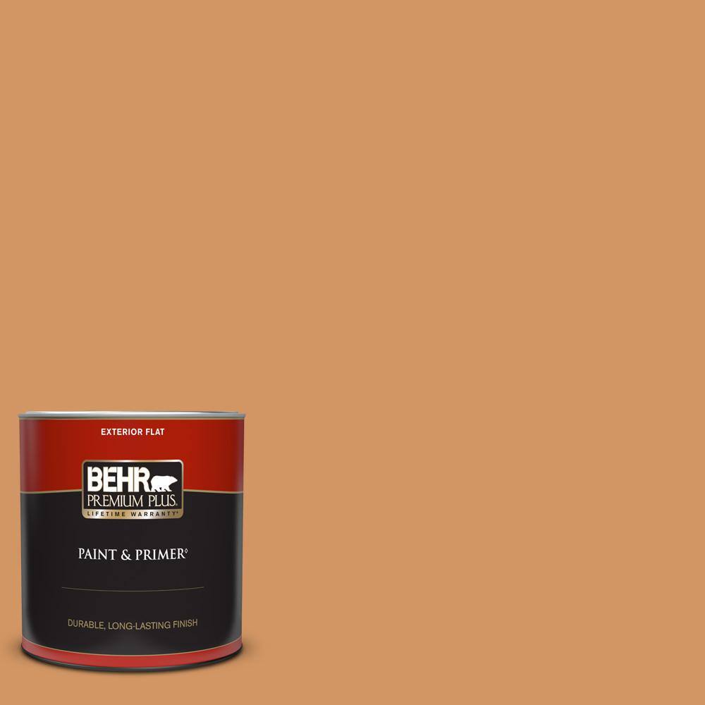 BEHR PREMIUM PLUS 1 qt. #280D-5 Glazed Pecan Flat Exterior Paint ...