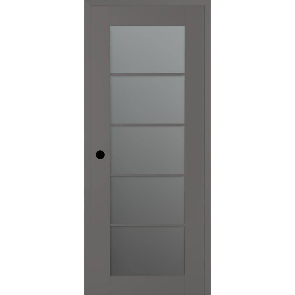 Belldinni Vona 18 in. x 80 in. Right-Hand 5-Lite Frosted Glass Gray ...