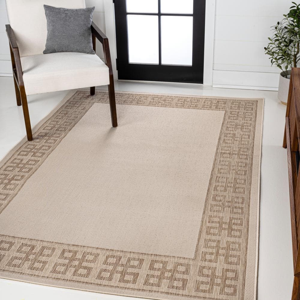 JONATHAN Y Athena Classic Geometric Border Cream/Beige 3 ft. x 5 ft ...