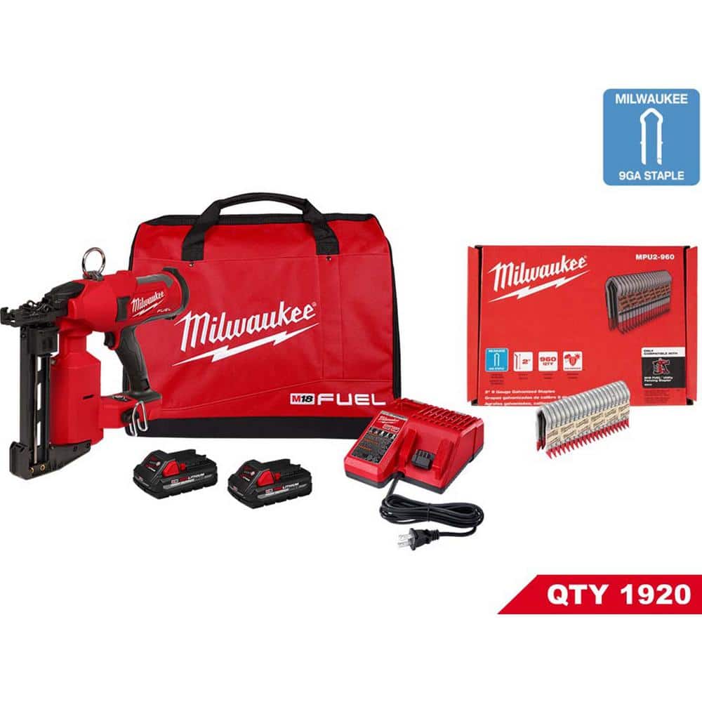 Milwaukee M18 FUEL 18-Volt Brushless Cordless Utility Fencing Stapler w ...