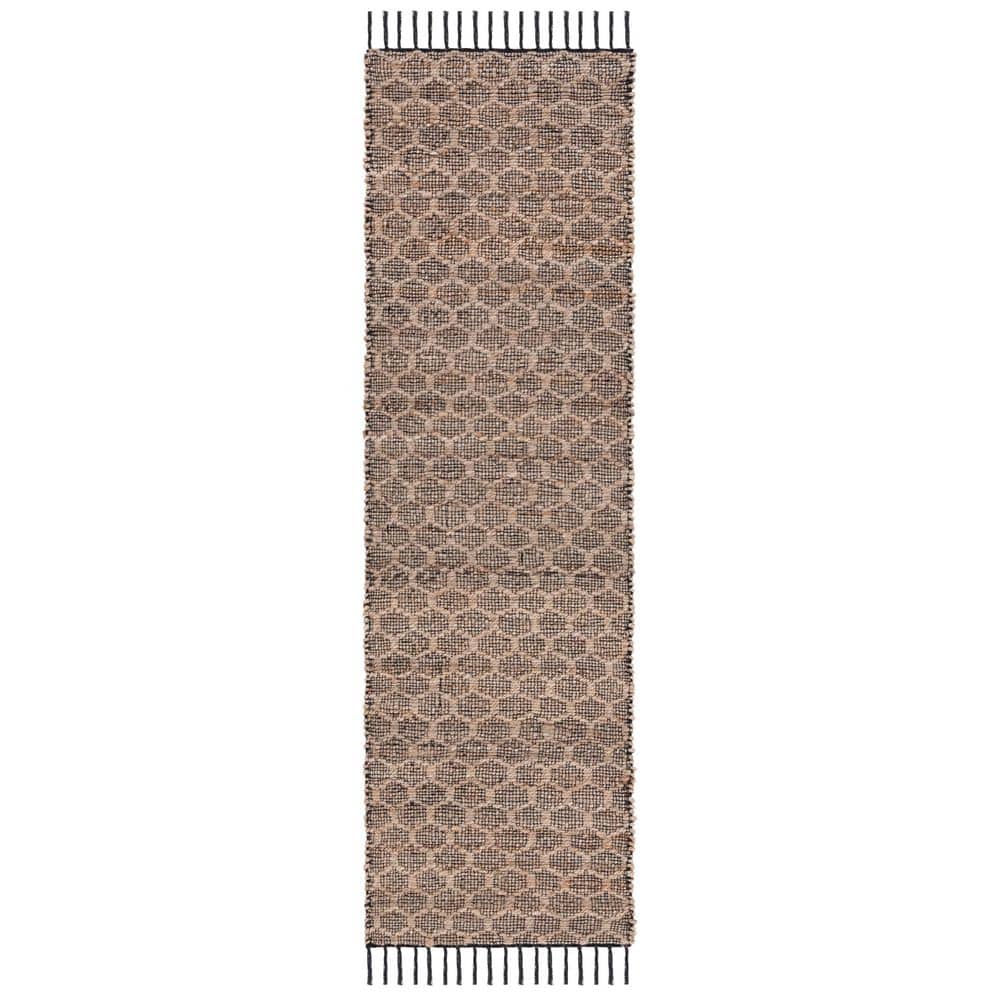 SAFAVIEH Cape Cod 2 ft. x 8 ft. Black/Natural Trellis Lattice Runner ...