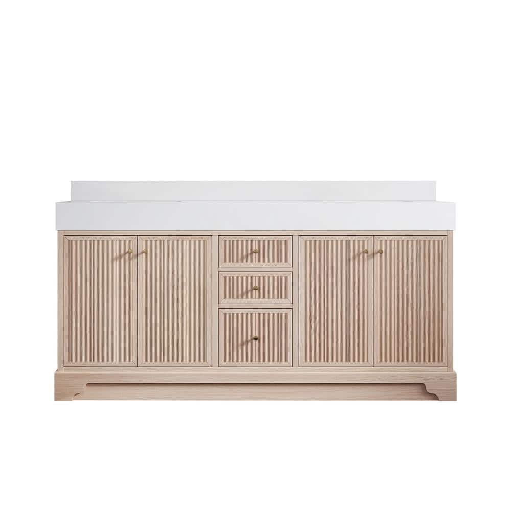 Willow Collections Manhattan Oak 72 in. W x 22 in. D x 36 in. H Double Sink Bath Vanity in White ...