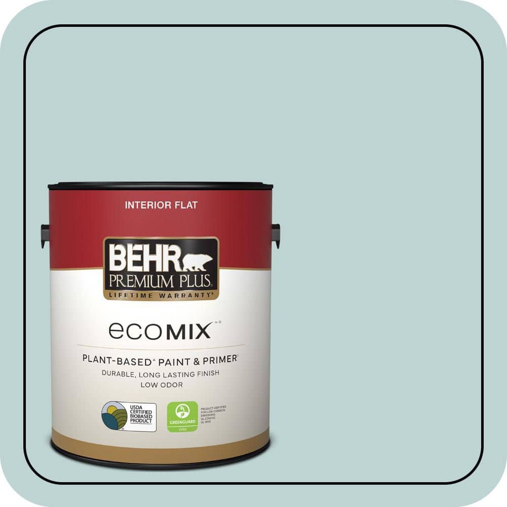 BEHR PREMIUM PLUS 1 gal. #500E-3 Rain Washed Flat EcoMix Plant-Based ...