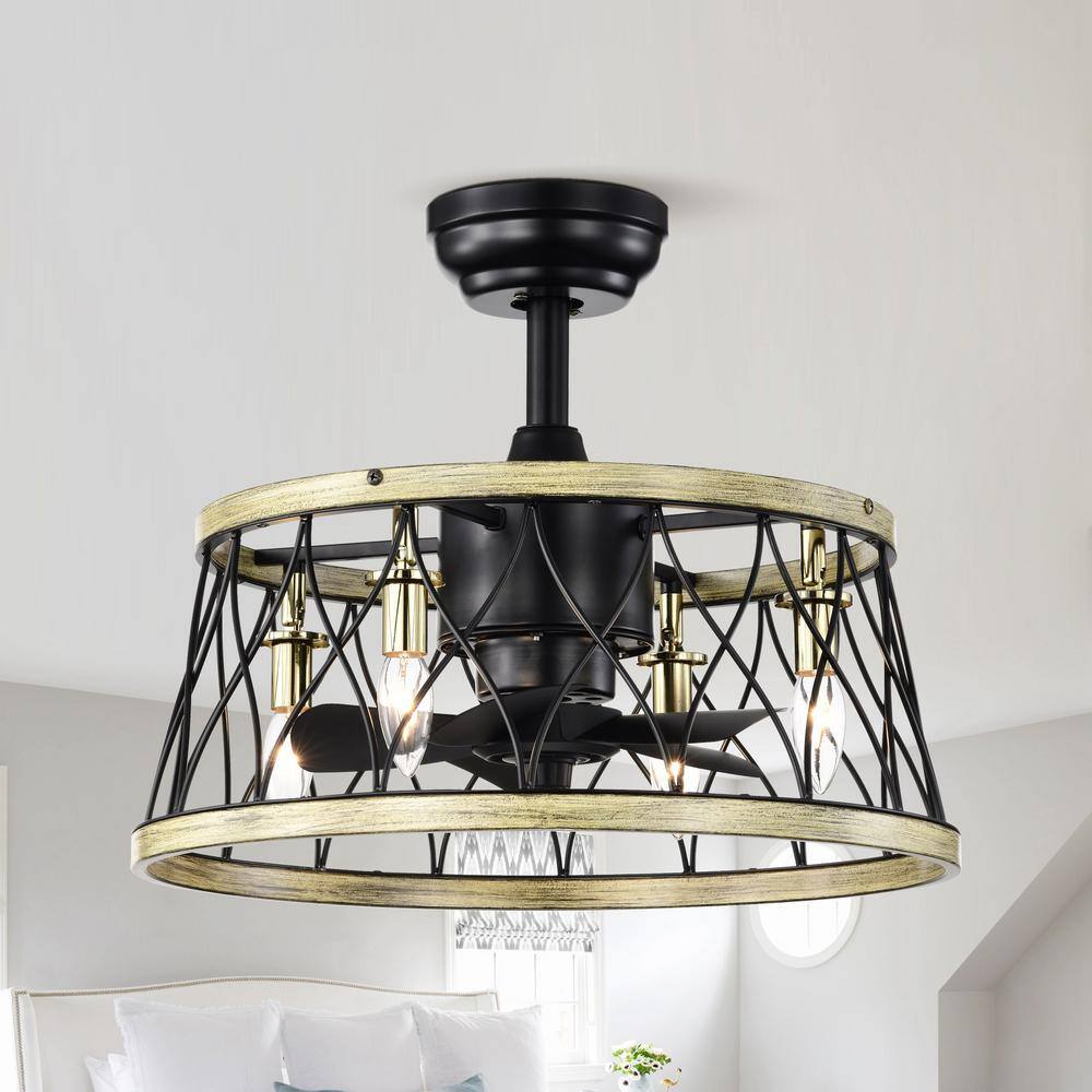 IHOMEadore 19.29 in. Indoor Matte Black Ceiling Fan with Remote MD ...