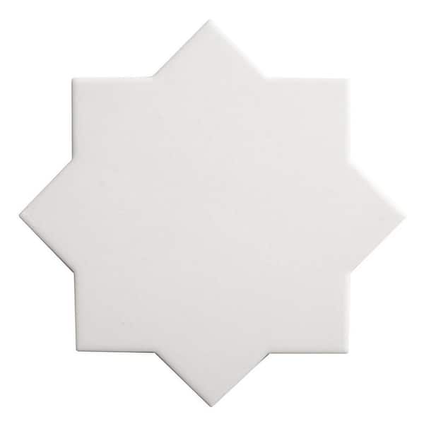 Apollo Tile Seville 7 in. x 7 in. Matte Pure White Porcelain Star Wall ...