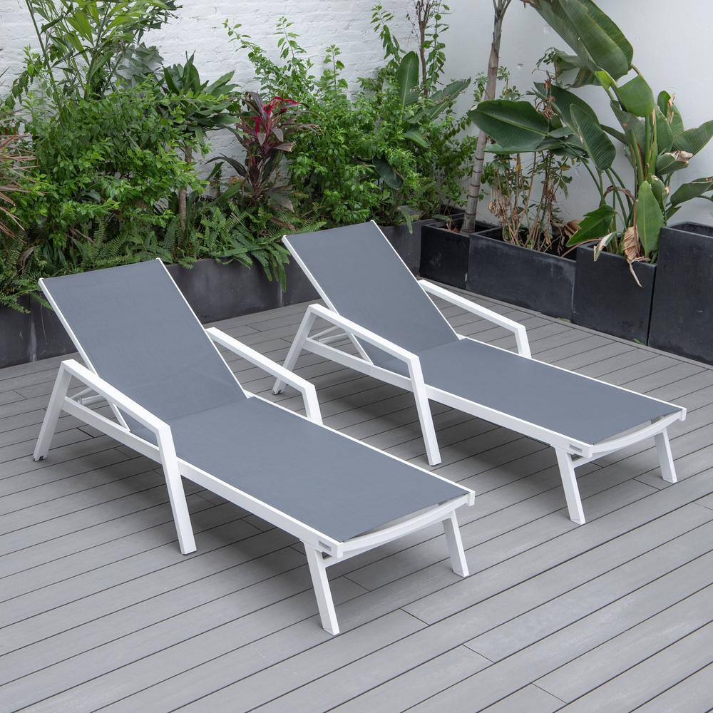 Leisuremod White Powder Coated Aluminum Frame Marlin Modern Patio ...