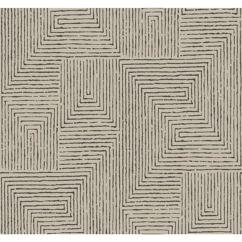 SCOTT LIVING Mortenson Black Taupe Geometric Wallpaper Sample 4034 ...