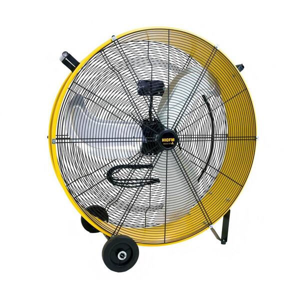 HICFM 30 in. 3-Speeds High Velocity Drum Fan in Yellow with Powerful 1 ...