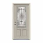 JELD-WEN 36 in. x 80 in. 3/4 Lite Idlewild Black Painted Steel Prehung ...