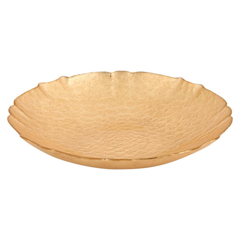 Badash Crystal Victoria Authentic 12 in. 32 oz. Gold Leaf on Glass Bowl ...