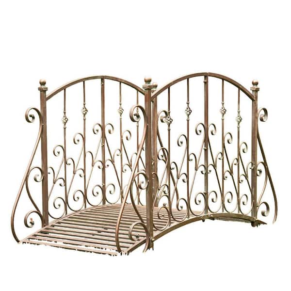 Zaer Ltd. International 5 ft. Long Iron Garden Bridge in Antique Bronze ...