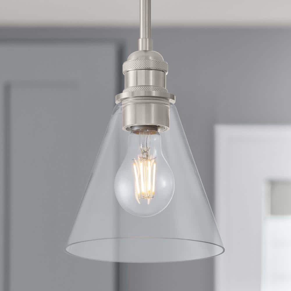 PRIVATE BRAND UNBRANDED 5.75 in. Clear Glass Cone Pendant Light Shade ...
