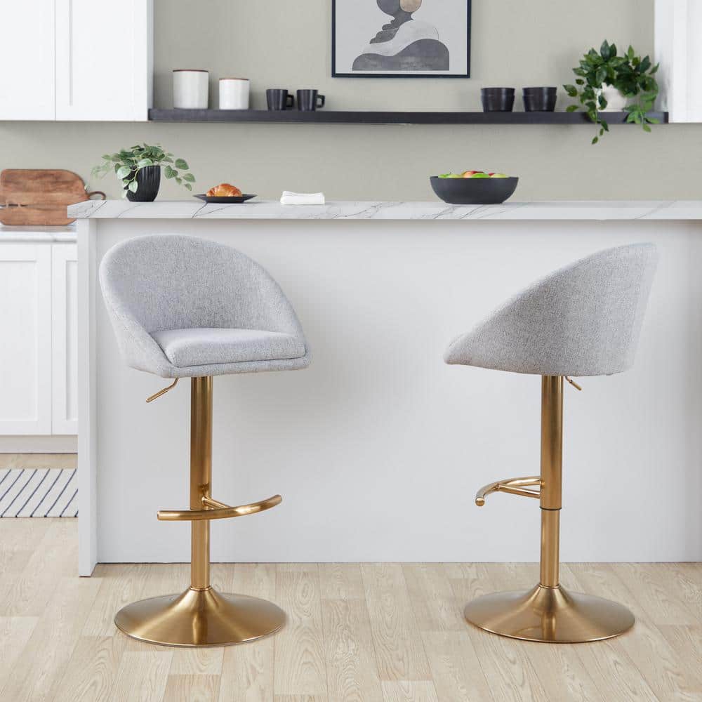 Lumisource Matisse Highback 32.5 in. Grey Fabric and Gold Metal ...