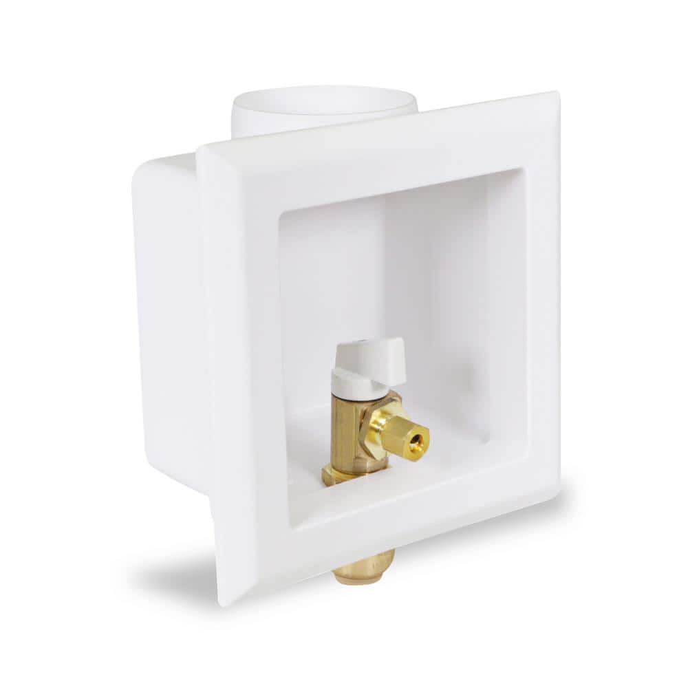 PLUMBFLEX 1/2 in. Push-Fit Icemaker Outlet Box with Valve, White ABS ...