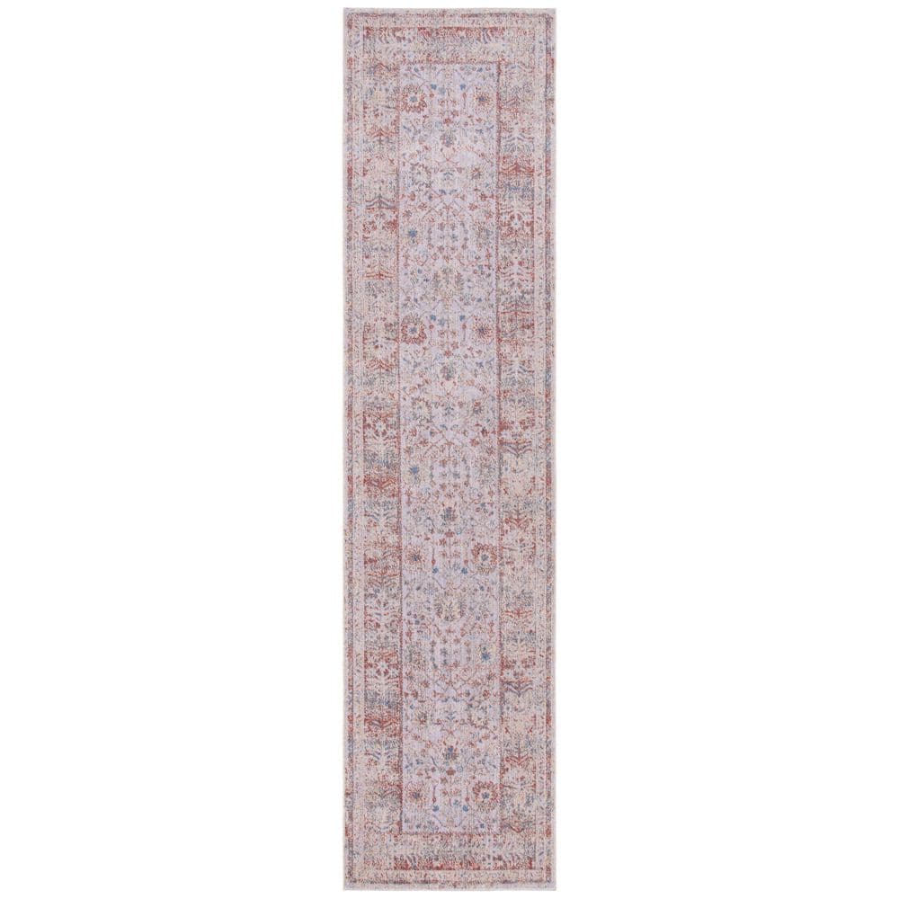 SAFAVIEH Hellenic 3 ft. x 13 ft. Ivory/Rust Border Distressed Runner ...